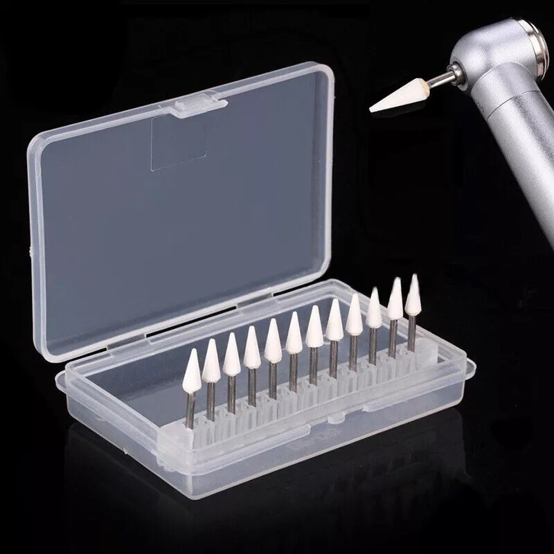 Dental Flame/Cone/Round White Stone Polishing FG Burs Aluminum Oxide ...
