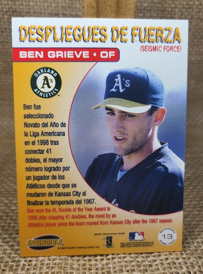 1999 Pacific Invincible Ben Grieve Seismic Force Baseball Card #13 ...