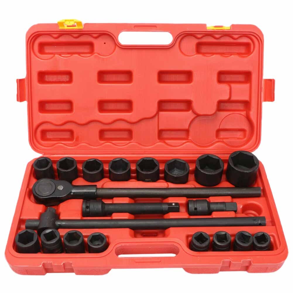 21PCS 3/4" 21mm-50mm Drive Deep Impact Socket Set Garage Repair Sockets ...