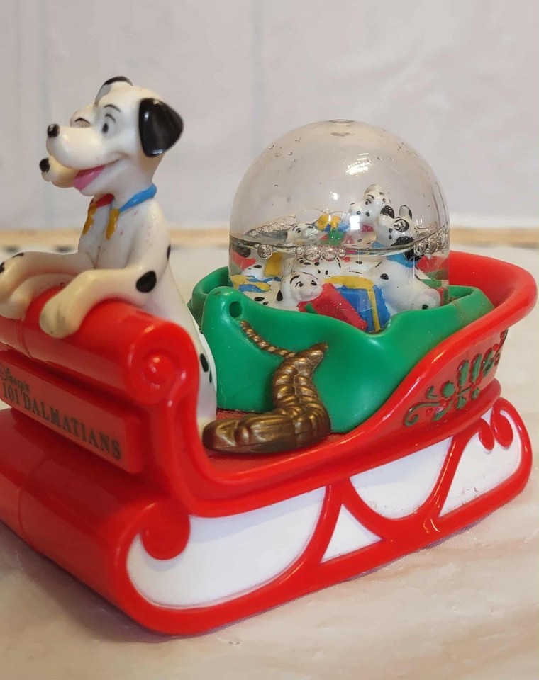 1996 Disney 101 Dalmatians Dog Sledding Christmas Snow Dome McDonald's ...
