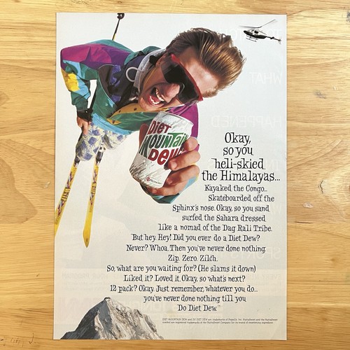 Vintage Diet Mountain Dew and ESPN Magazine Print Ads Full Page Color ...