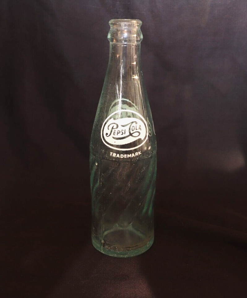 Vintage Pepsi Cola Glass Bottle Clear Glass Bottle White Pepsi Logo ...