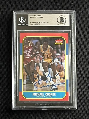 MICHAEL COOPER 1986-87 FLEER ROOKIE SIGNED AUTOGRAPHED CARD BAS ...