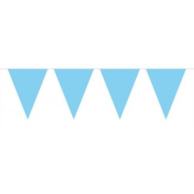 XL PLAIN BABY BLUE FLAG PARTY BUNTING 15 FLAGS 10M PARTY DECORATION ...