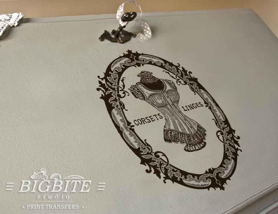 WATER DECAL: Shabby Chic French Corset Susan Ad (Furniture Print ...