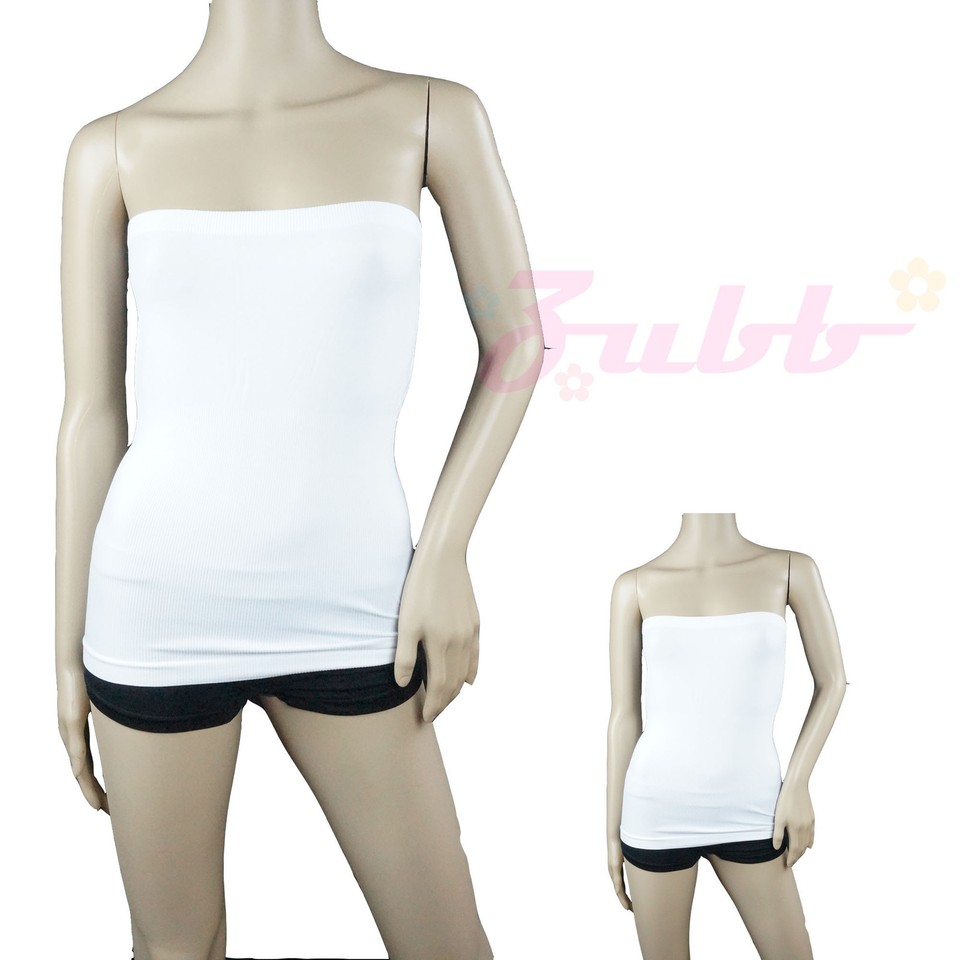 Stretch Seamless Tube Top SLIMMING Strapless Sleeveless Tee Layering ...