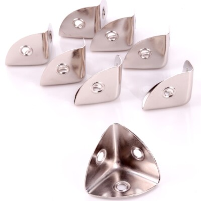 8x NICKEL CASE CORNERS Chest Trunk Flightcase Angle Bracket Edge Repair ...