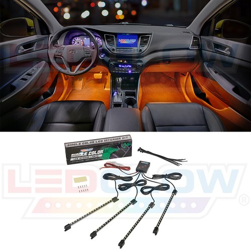 LedGlow 4pc Orange LED Interior Light Kit Universal Cars Accent Neons W ...