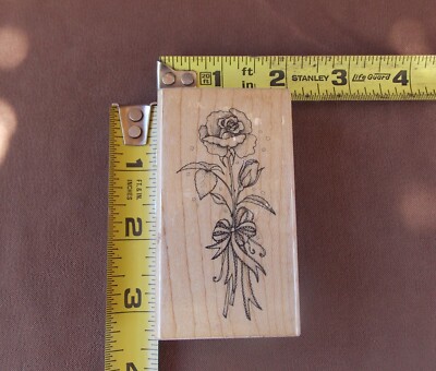 3 1/4" X 1 7/8" F618 Ribboned Rose Rubber Stamp Hero Arts | eBay