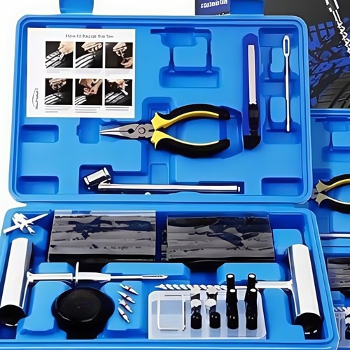 68pcs Tire Repair Kit for Car & Motorcycle, Vacuum Plug Tool Set, Portable Fix | eBay