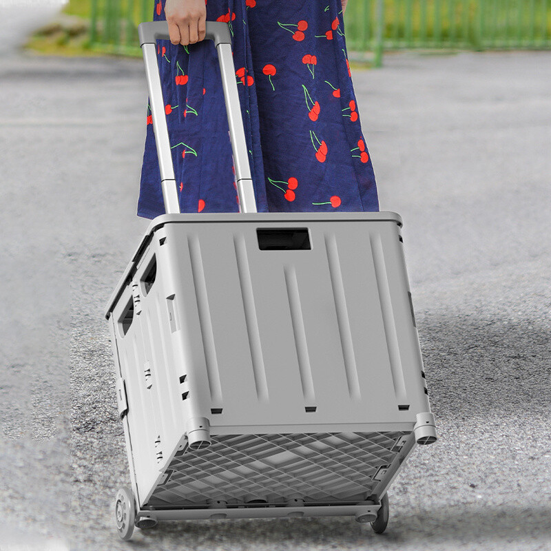 Foldable Trolley Crate Boot Cart Mobile Shopping Camping Picnic Storage ...
