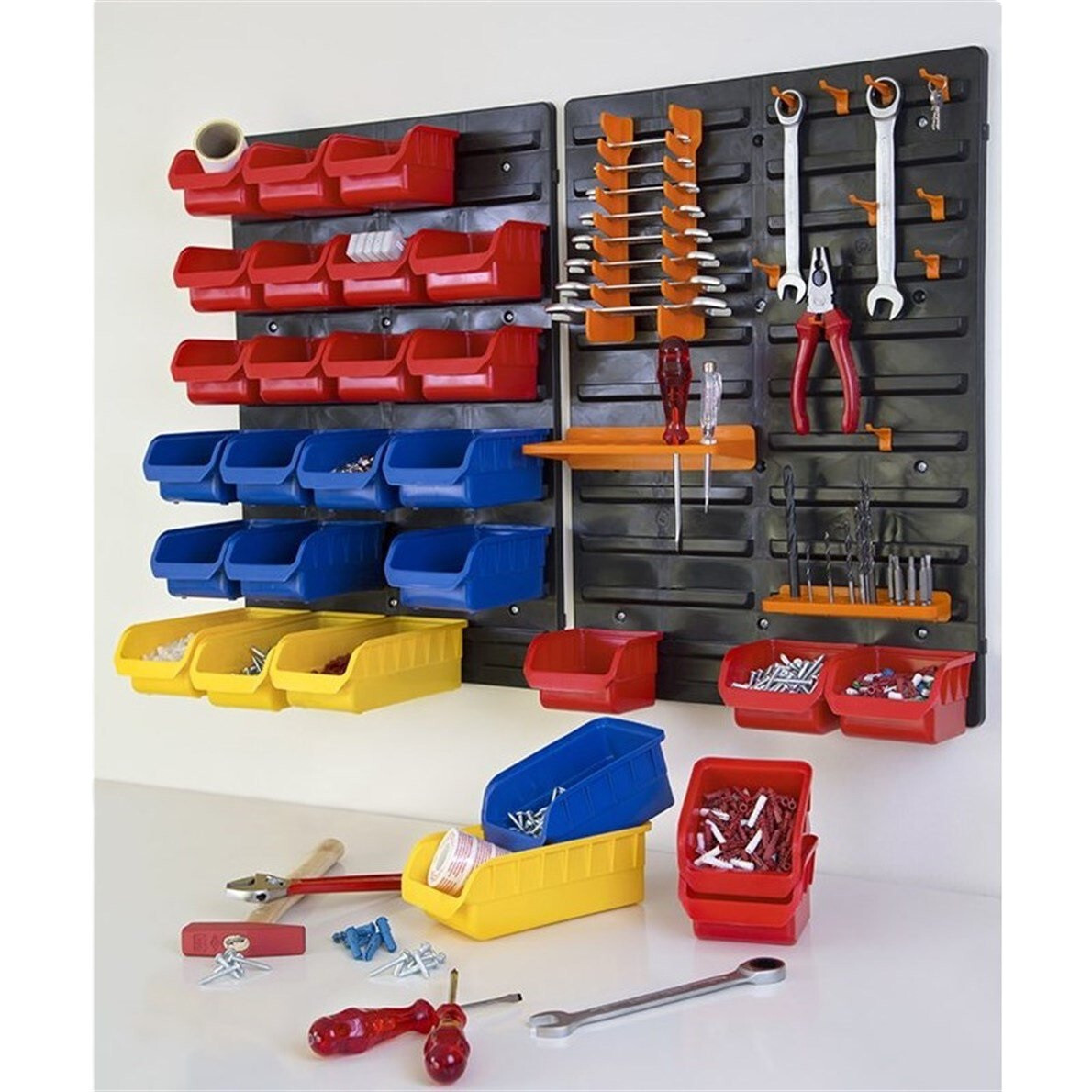 Parts Bins Wall Rack Tool Organiser Tidy Kit 43 Piece Garage Workshop ...