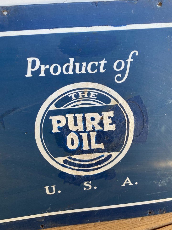 RARE Vintage Purol Gasoline Porcelain Sign Product of Pure Oil USA | eBay