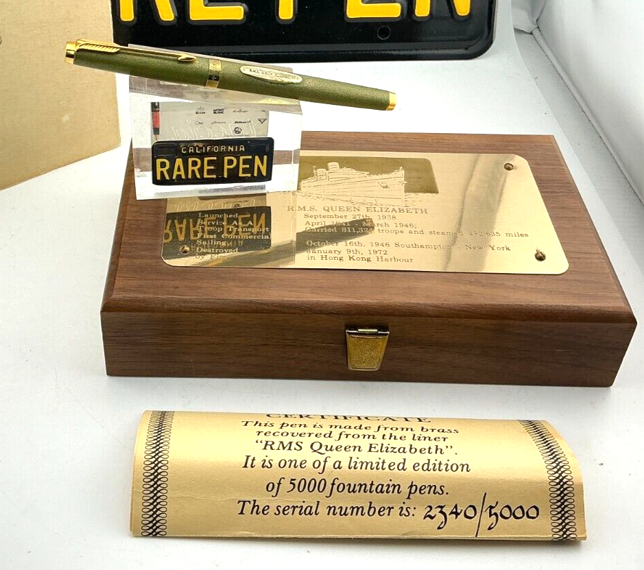 Parker 75 RMS QUEEN ELIZABETH BRASS Fountain Pen LE5000 YEAR 1977 14K M ...