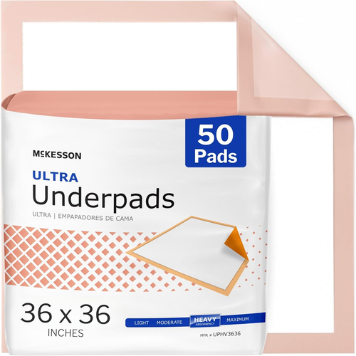 Underpads Disposable Bed Pads 36" X 36" [50 Count], Heavy Absorbency ...