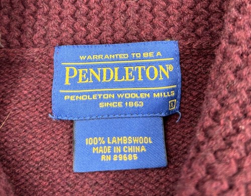 Pendleton Men's L Maroon Lambswool V-Neck Collared Pullover Sweater | eBay