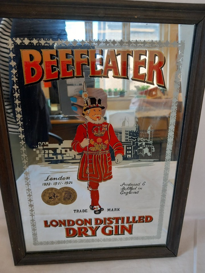 Beefeater Gin Advertising Mirror London Distilled Dry Collectable Sign ...