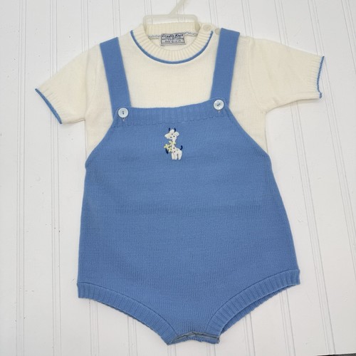 Vtg Cradle Knit Baby Clothes Outfit Set Sweater Shorts Blue Size 18 ...