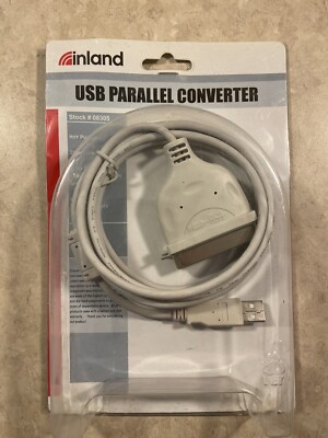 New Inland Pro USB Parallel Converter Cable 08305 USB-A to 36 Pin Male ...