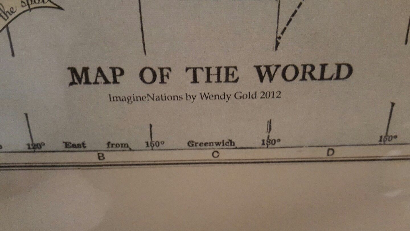 Authentic Wendy Gold Imaginations Map of the World Wall Art, Numbered ...