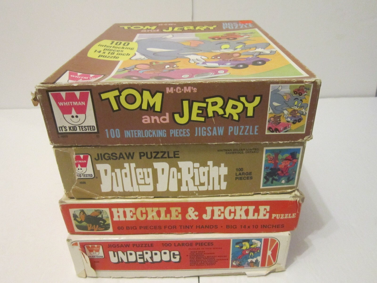 Vintage Whitman Puzzles Lot Of 4 Complete Underdog Tom Jerry Heckle ...
