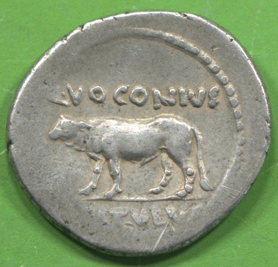 The Caesarians ar Denarius of Divus Julius Caesar 40 BC BULL Q Voconius ...