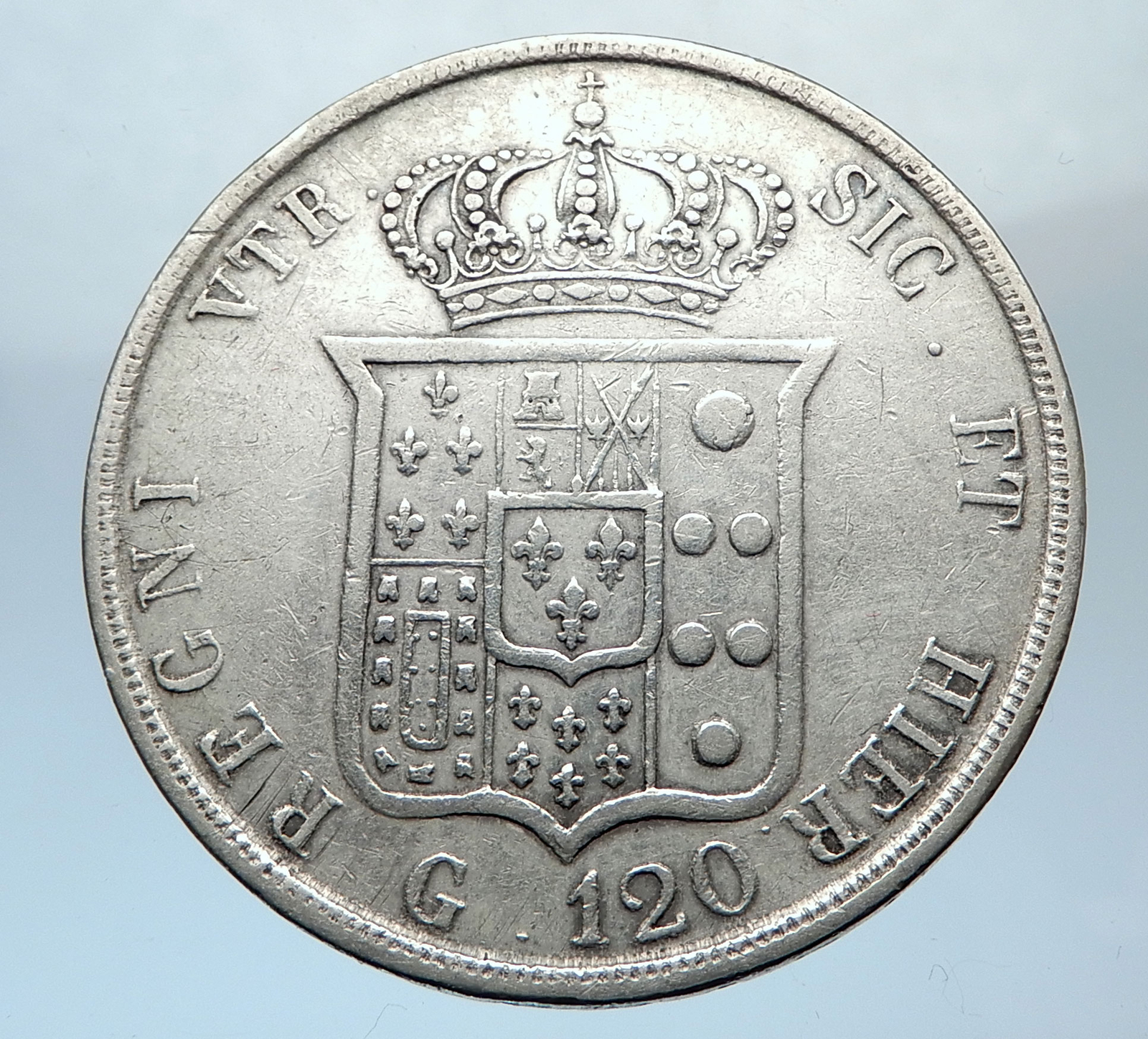 1851 ITALY Italian States KINGDOM of TWO SICILIES Ferdinad II Silver ...