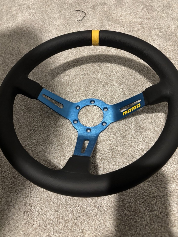 MOMO Steering Wheel Mod 08 Blue Leather 330mm (Almost New) | eBay