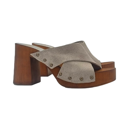 Clog Woman Toe Open With Upper Suede - MY03632 CAM HA WOOD | eBay Australia