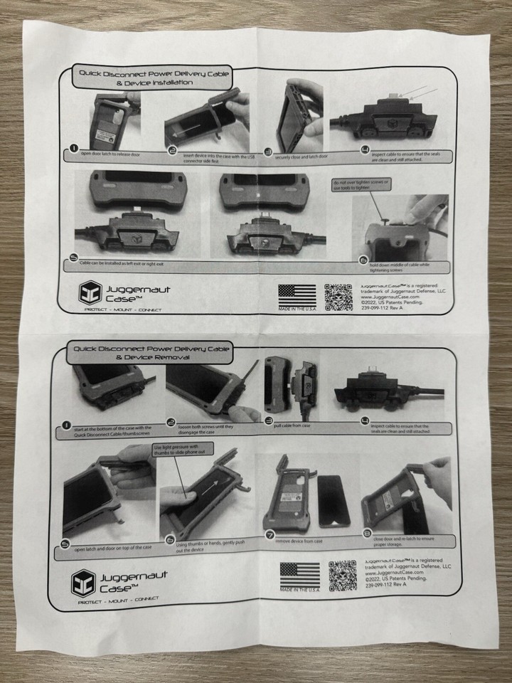 JG.CBL.QDPD.01 REV B Juggernaut.Case USB-C to Nett Warrior 24” Cable ...