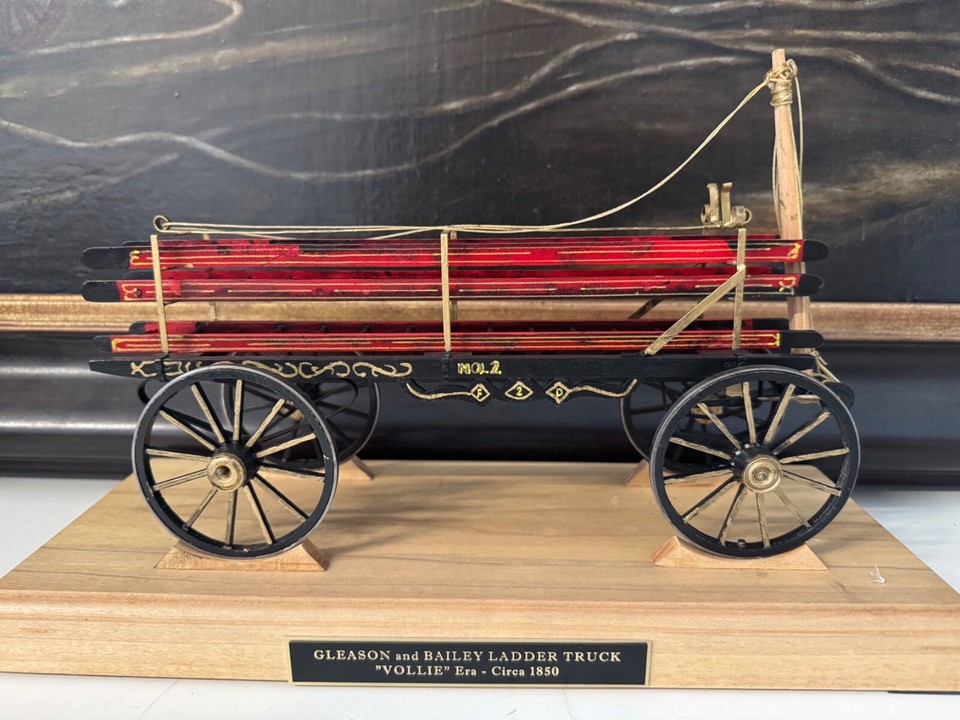 Gleason and Bailey Ladder Truck Fire Engine Hand Drawn Wood Model | eBay
