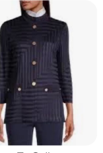 Misook Jacket Shimmer Tone-on-Tone Stripe in Dark Blue Size Small NWT ...