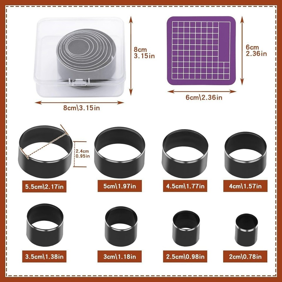 9pcs Leather Cutting Die Set Round Cutting Punching Die Leather ...