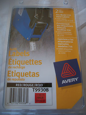 AVERY PRICING Price Gun LABELS Red 4 Rolls 5000 labels for 216 new NIP ...