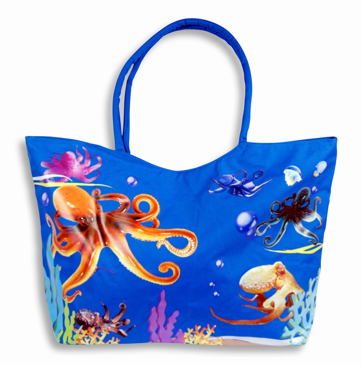 Water Resistant Jumbo Canvas Beach Bag Sea Turtle Fish Seahorse 24 x 15 ...