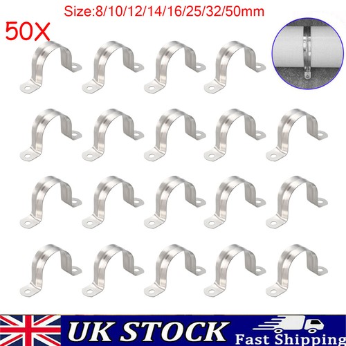 50X 8-50mm Stainless Steel Tube Clip Clevis Plumbing Pipe Saddle U ...