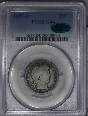 1897-S Barber Quarter 25c PCGS G4 G04 CAC | eBay
