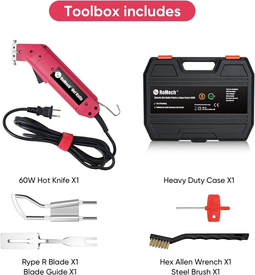 60W Fabric Cutter Rope Cutter, Pro Electric Hot Knife Heat Sealer with ...