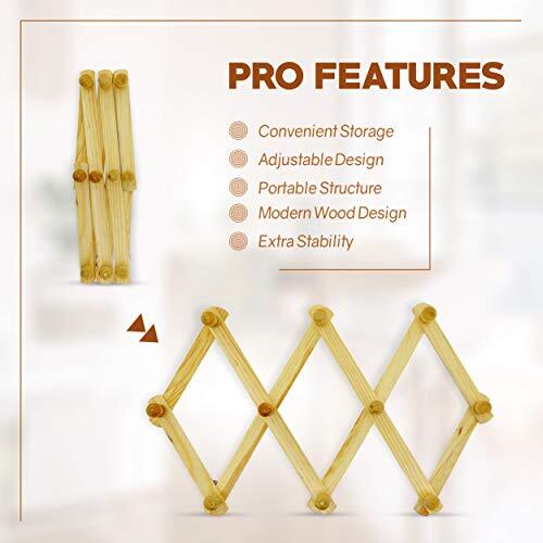 Set of 2 Accordion Style Wood Expandable Rack Hat, Cap, Belt, Umbrella ...