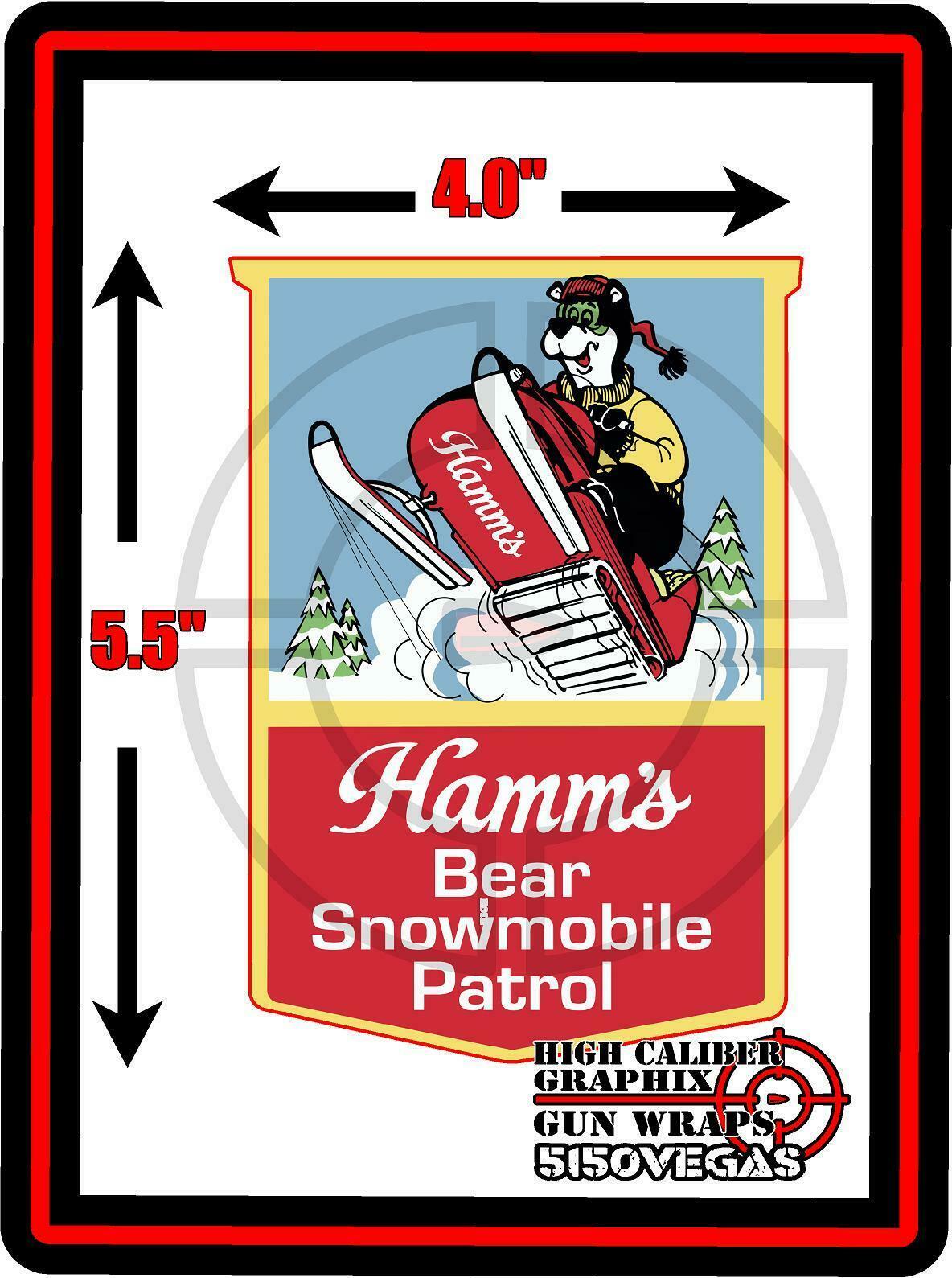 70's HAMM'S Beer BEAR On Snowmobile Window Vintage Decal Sticker 4" x 5 ...