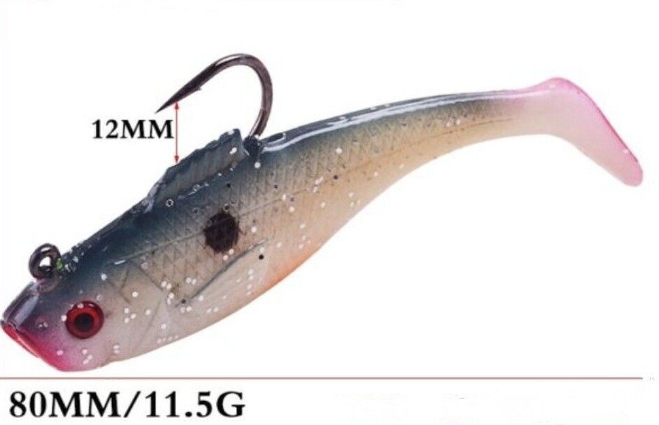 Pre-Rigged Jig Head Soft Bait Fishing Lure Paddle Tail Swimbaits | eBay UK