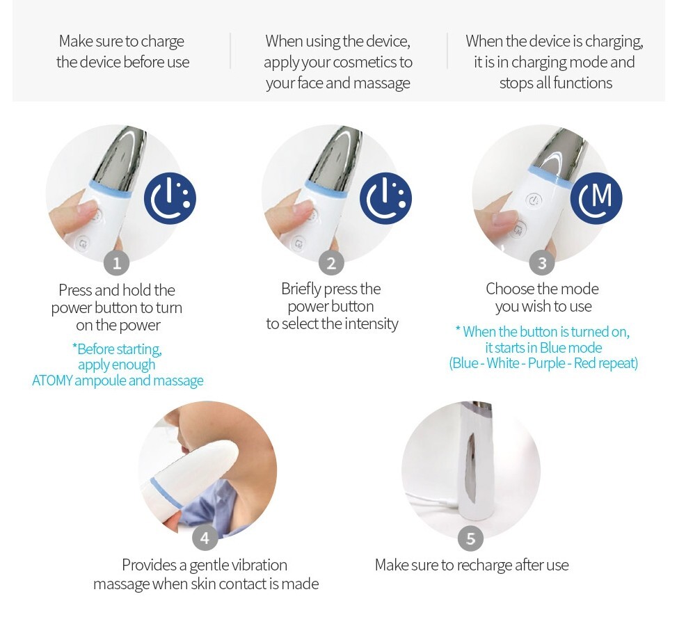 ATOMY EP Skin Booster Self Home Skin Care device 4 Light Modes Korean ...