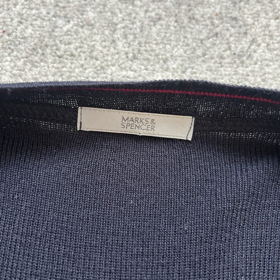 Marks and Spencer vintage navy cardigan red stripe wool blend cardigan ...