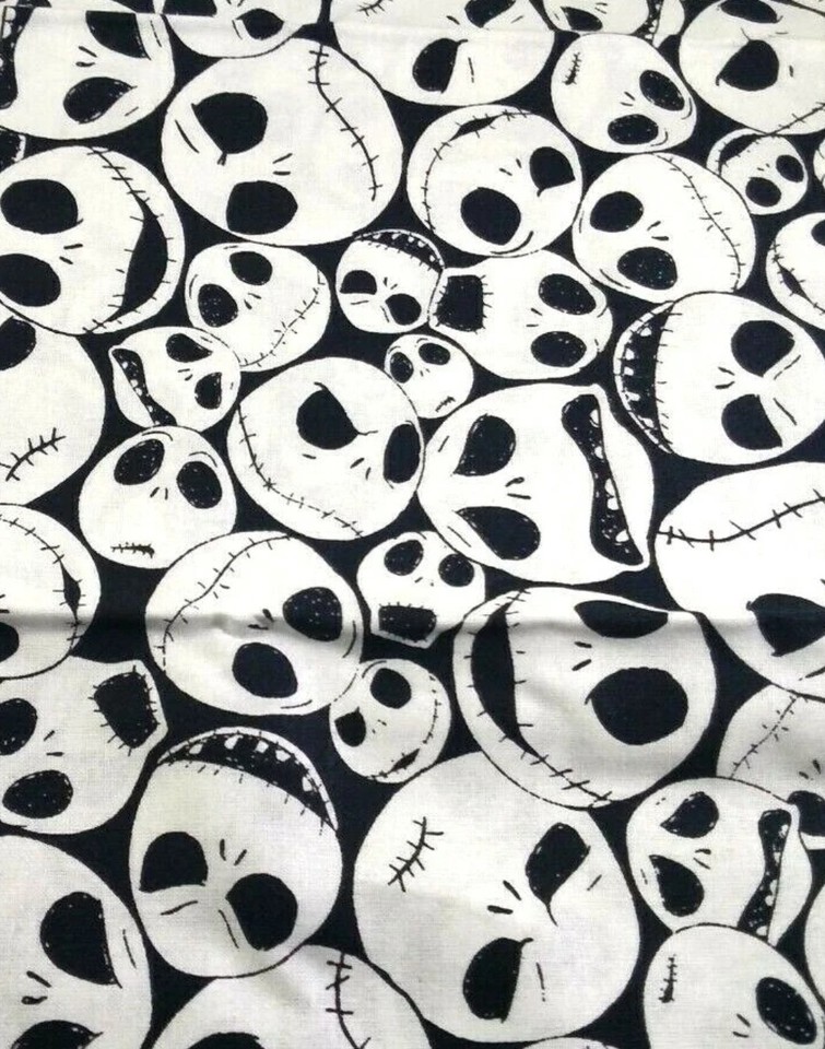 Nightmare Before Christmas Fabric Skulls Jack Skeleton COTTON Halloween ...