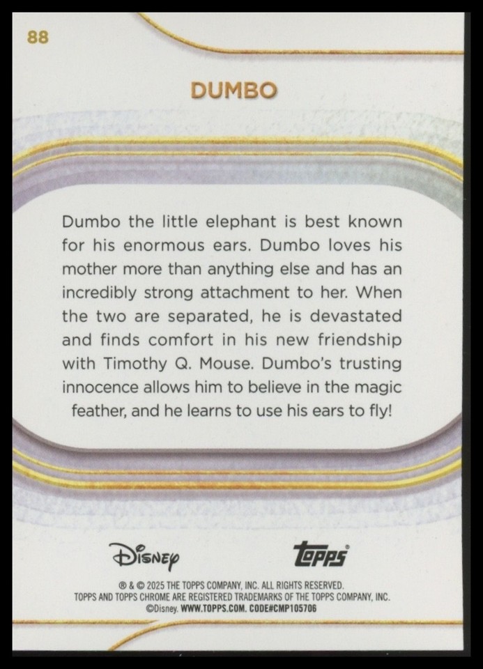 2025 Topps Chrome Disney Dumbo #88 Trading Card Animated Movie | eBay