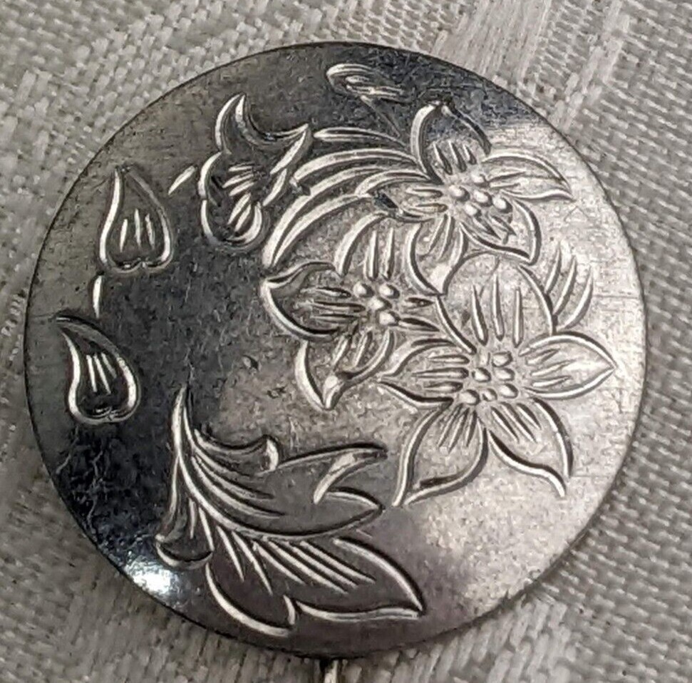 Vintage Etched Flowers KIRK PEWTER Stick Pin Flower Round 917-7 | eBay
