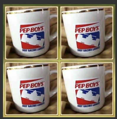 Vintage Pep Boys IRL Auto Racing Coffee Mug Set of Four (4), Brand New ...