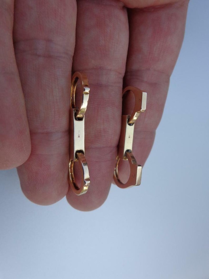Extremely Rare & Unusual Hand Crafted Art Deco 10K Yellow Gold Handcuff ...