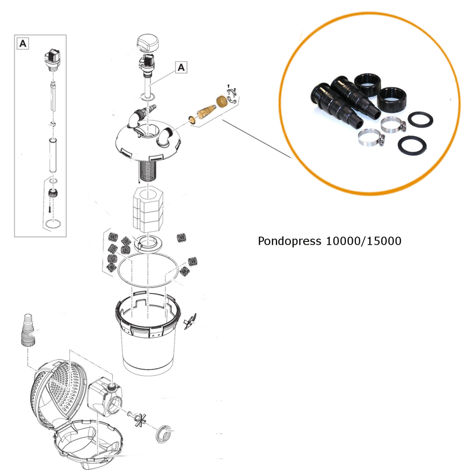 OASE PONTEC REPLACEMENT HOSETAIL KIT PONDOPRESS 10000 15000 PART 35607 ...