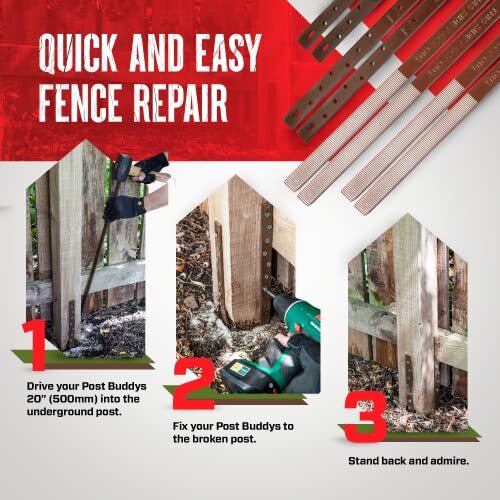 Post Buddy Pack of 8 Easy Fence Post Repair to fix 4 Broken Wood Posts ...
